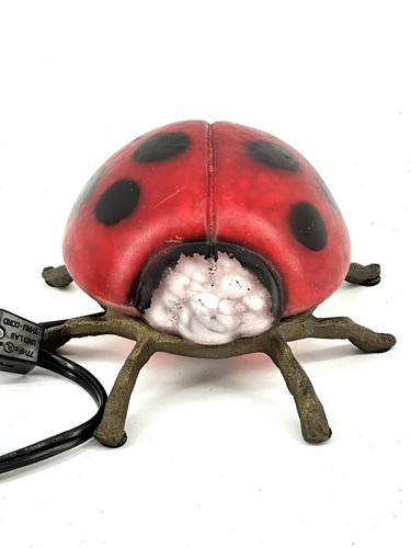 Ladybug Mottled Glass Lamp Decor Nightlight w/Cast Iron Base Legs WORKS ...