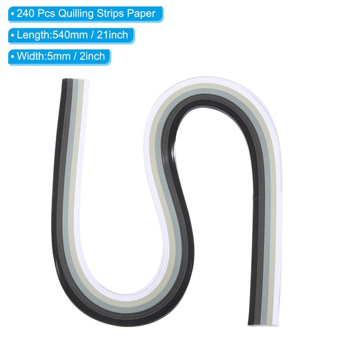 240 Pcs 540 x 5mm Rainbow Quilling Strips Paper, Gradient Black White ...