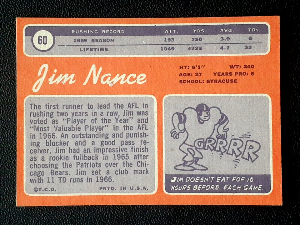 JIM NANCE 1970 TOPPS 70 NO 60 EX/EX+ 51193 | eBay