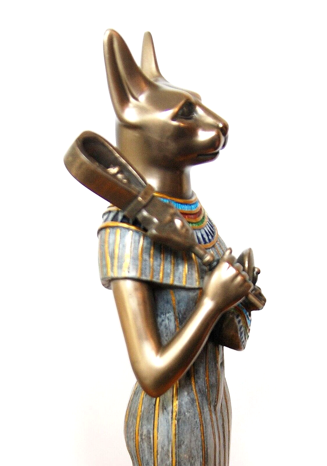 Bastet with Sistrum Large Egyptian Goddess Statue - 15.5 Inches Cold ...