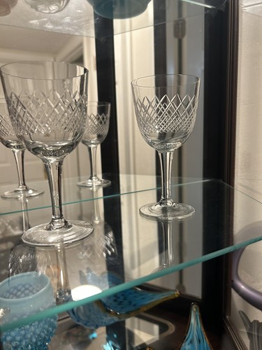 Set of 2 Vintage CUT CRYSTAL GLASSES - Diamond Pattern | eBay