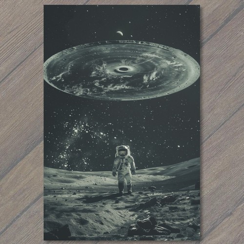 POSTCARD Man On The Moon Spaceship Strange ET Alien Ship Earth Space ...