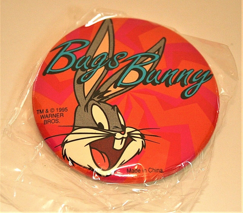 Vintage Bugs Bunny WB Warner Brothers Cartoon Button Pin New NOS Sealed ...