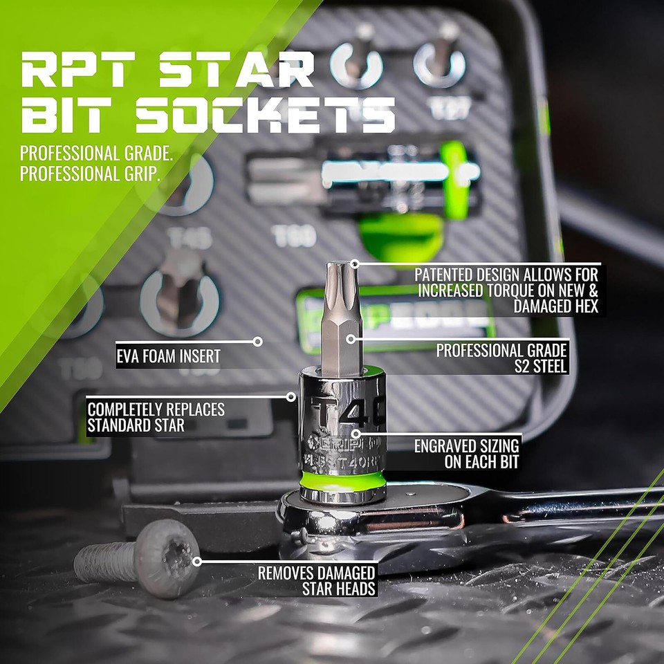 RPT TORX SET – 14-pc Grip Edge Tools star sockets – T6 to T60 bits ...