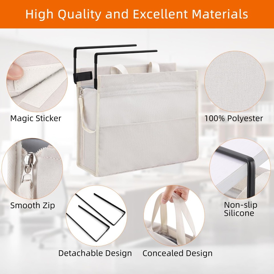Under Desk Hanging Storage Bag, Desk Organizer Storage, Office Side ...