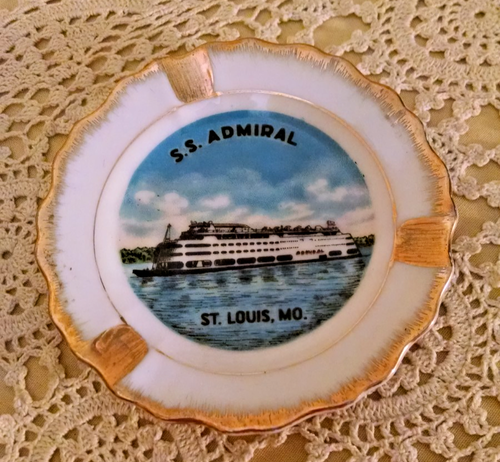SS Admiral Ashtray St Louis MO Missouri Vintage Ceramic Gold Rim ...