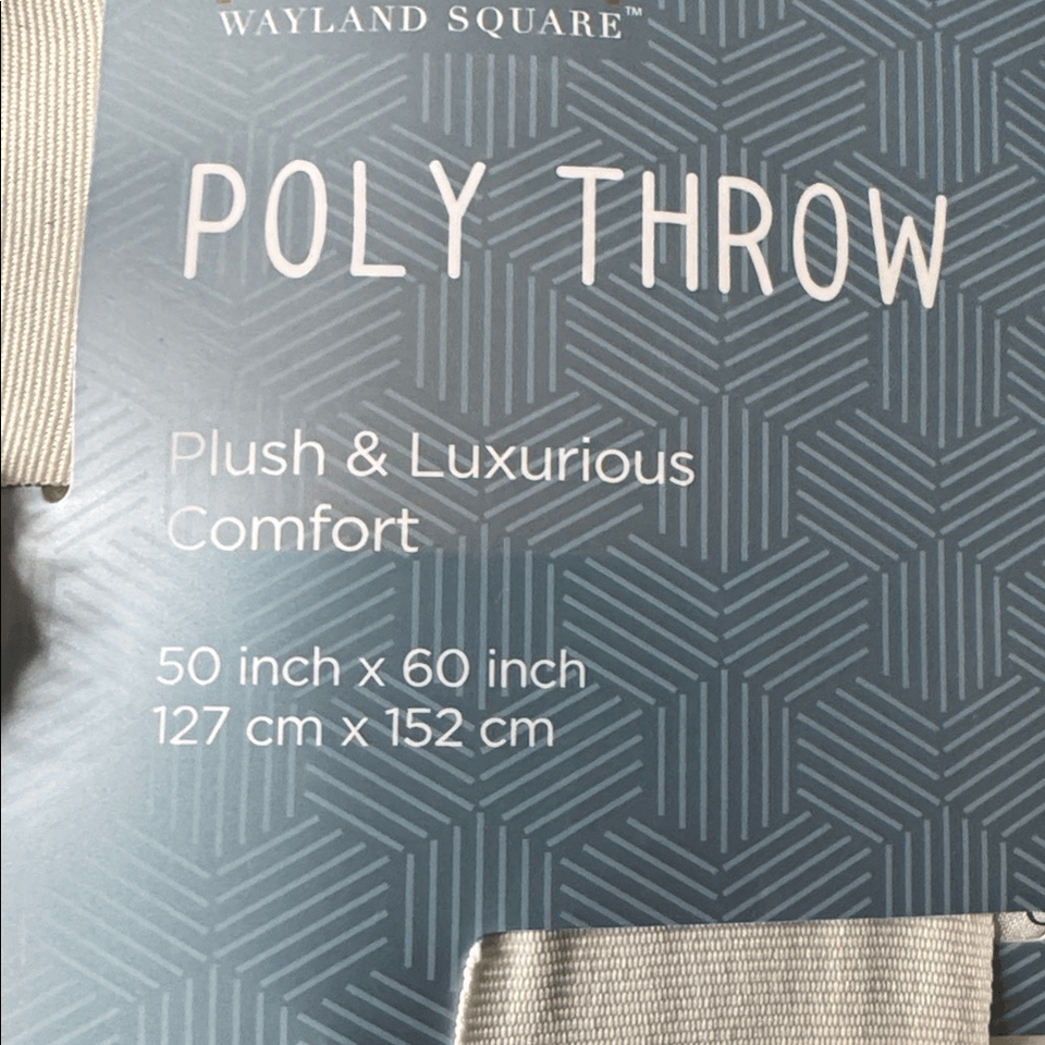 Wayland Square Poly Throw Blanket Dark Blue & White Faux Fur 50x60” NEW ...