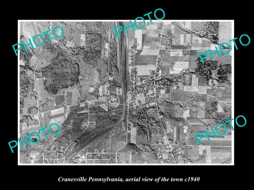 OLD POSTCARD SIZE PHOTO OF CRANESVILLE PENNSYLVANIA AERIAL VIEW OF TOWN ...