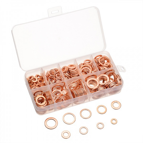400PCS Assorted Solid Copper Car Engine Washers Crush Seal Flat Ring ...