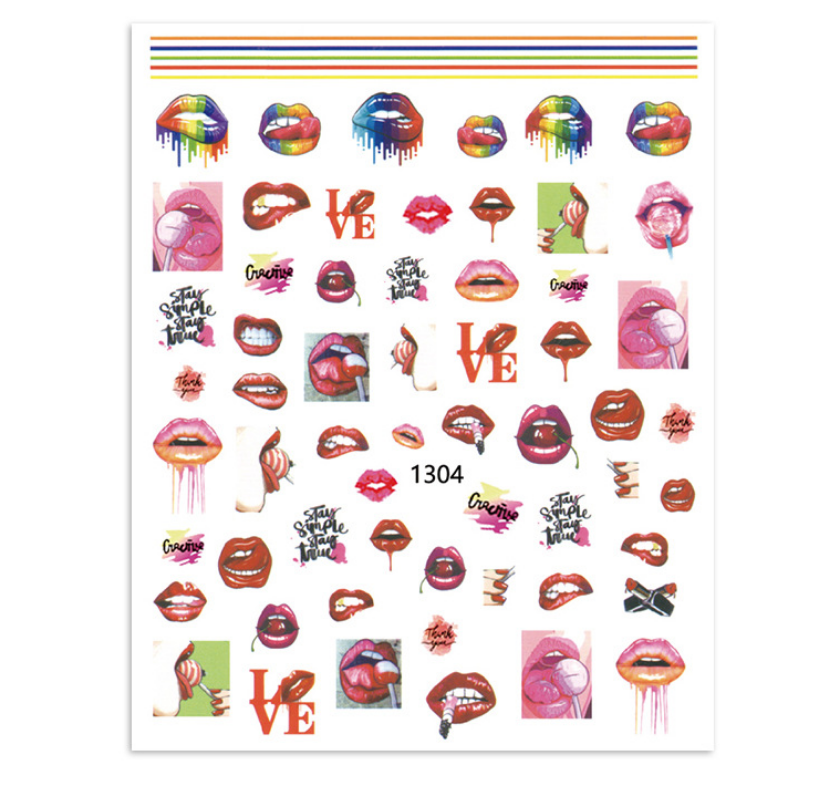 Nail Art Stickers Decals Transfers Sexy Lips Pop Art Lollipops Bad Girl ...