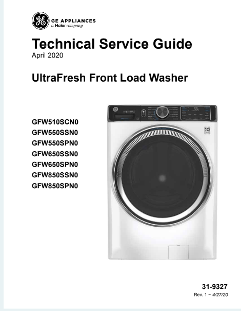 GE UltraFresh Front Load Washer Technical Service Guide Service manual ...