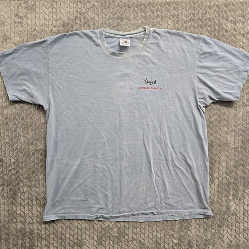 Vintage Yasa Shirt Mens XL Short Sleeve Graphic Tee 90s Y2K Blue Peace ...