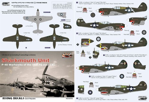 Rising Decals 1/48 SHARKMOUTH UNIT P-40 Warhawks of the 51st FG Over ...
