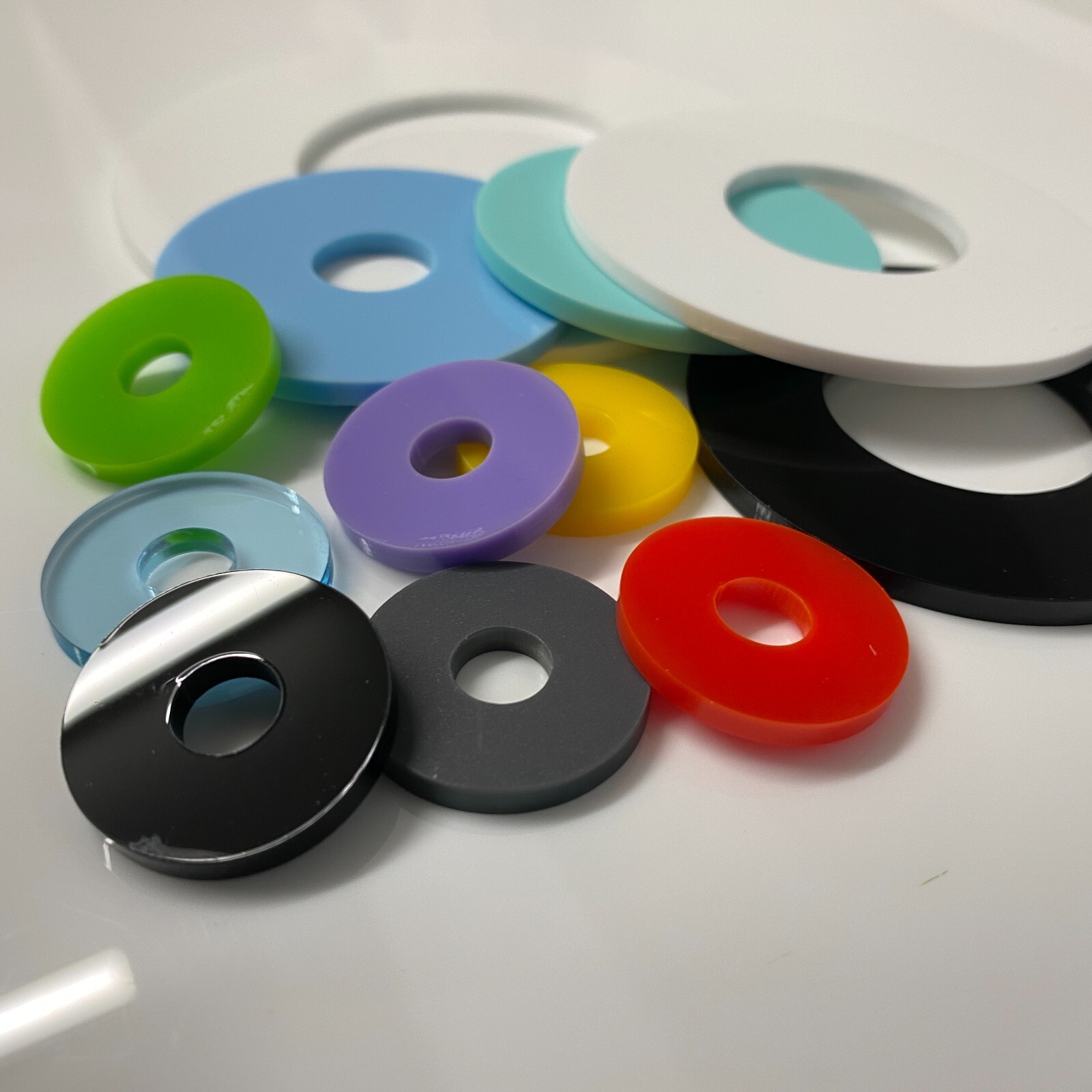 Cut To Size Round Washers Rings Spacers Plastic Perspex Acrylic Various ...
