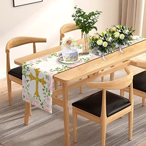 Girl Baptism Table Runner God Bless First Holy Communion Christening ...