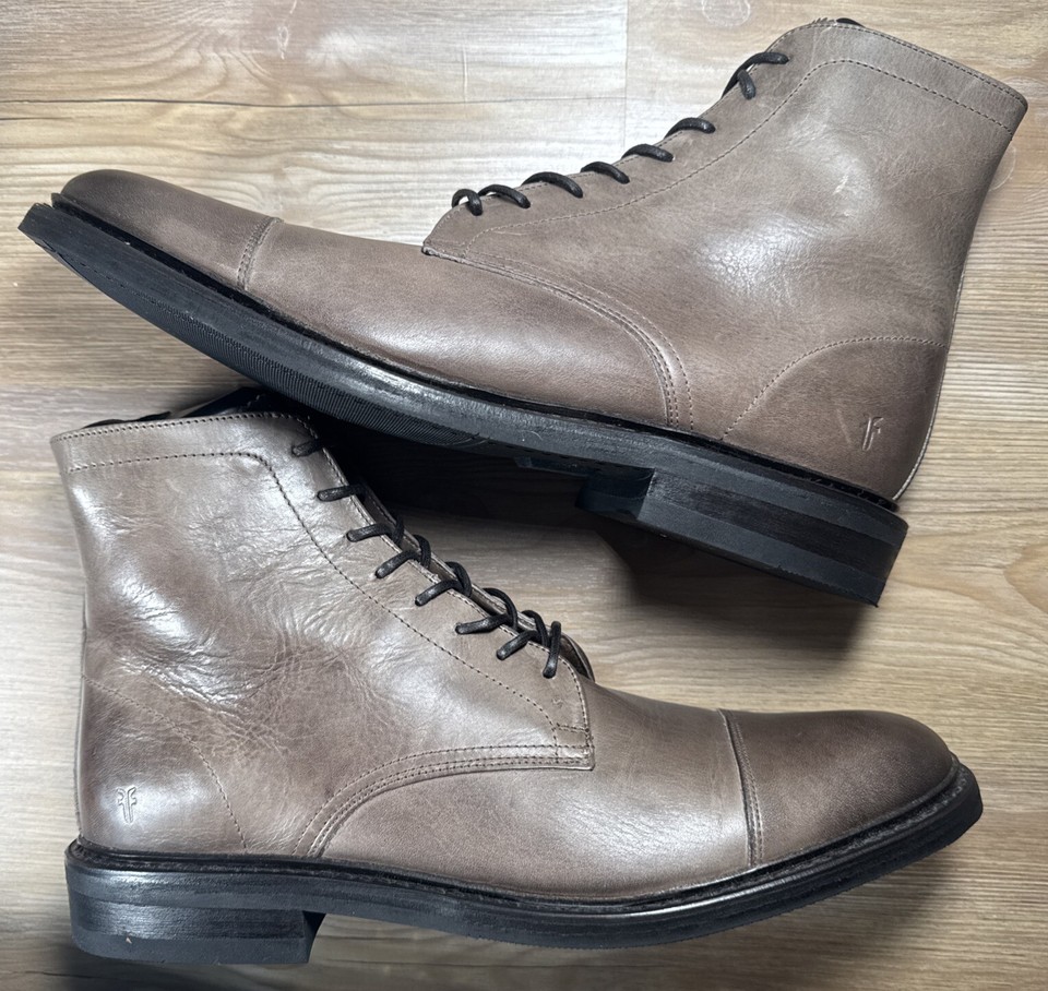 FRYE SETH STONE Leather Lace-up Cap Toe Dress Boots 3480611 Mens 11 ...