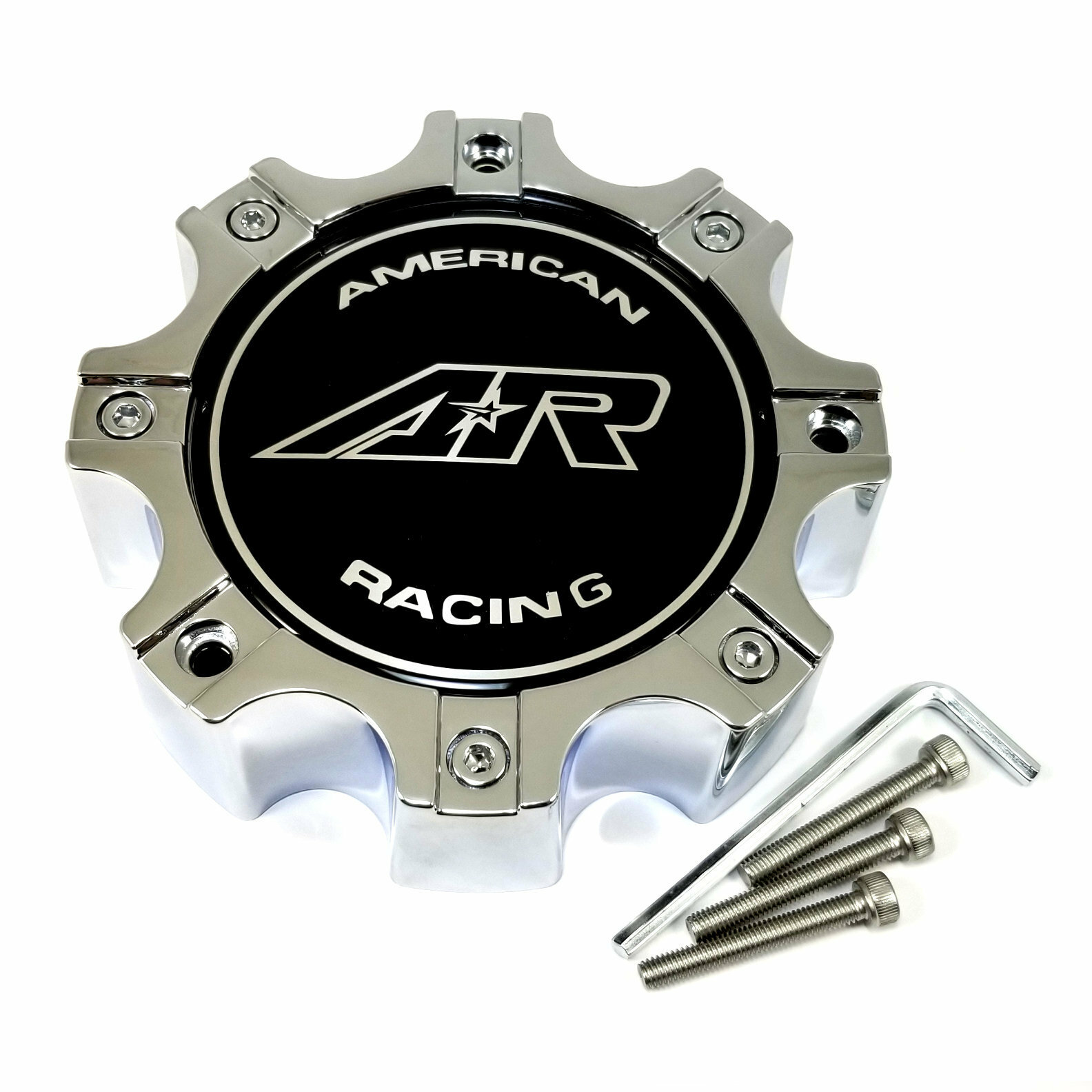 4 American Racing Chrome Wheel Center Hub Caps 8x180 8x6.5 8x165.1 ...