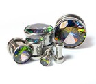 PAIR Large Gem Screw Fit Tunnels Plugs Gauges Earlets Piercing Body ...