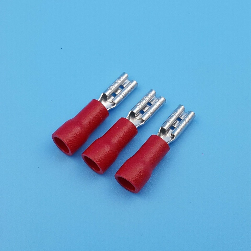 2.8mm Red Female Spade Quick Disconnect 22-16 AWG Wire Crimp Terminals ...
