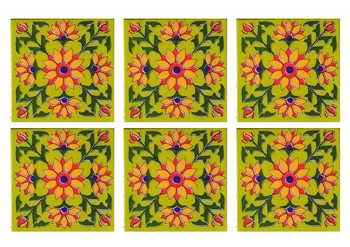 Home Decor Patterned Ceramic 4 x 4 inch Tiles Decorative Pack of 6 ...