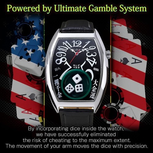 NEW Frank Miura King Macau Gamble Watch leather Band black Three dice ...