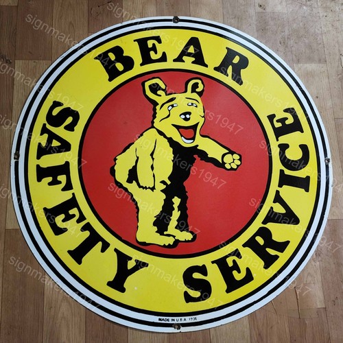BEAR SERVICE PORCELAIN ENAMEL SIGN 30 INCHES ROUND | eBay