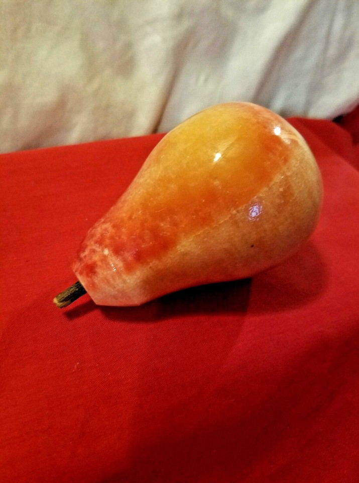 Vintage Alabaster Marble Stone Fruit Pear 4" With Stem Italy | eBay