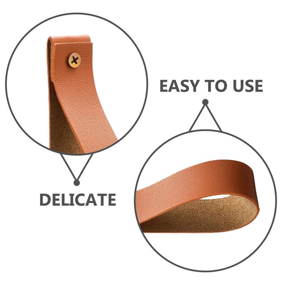 Leather Curtain Rod Straps - 4pcs Wall Mounted Leather Strap Hooks Wall ...