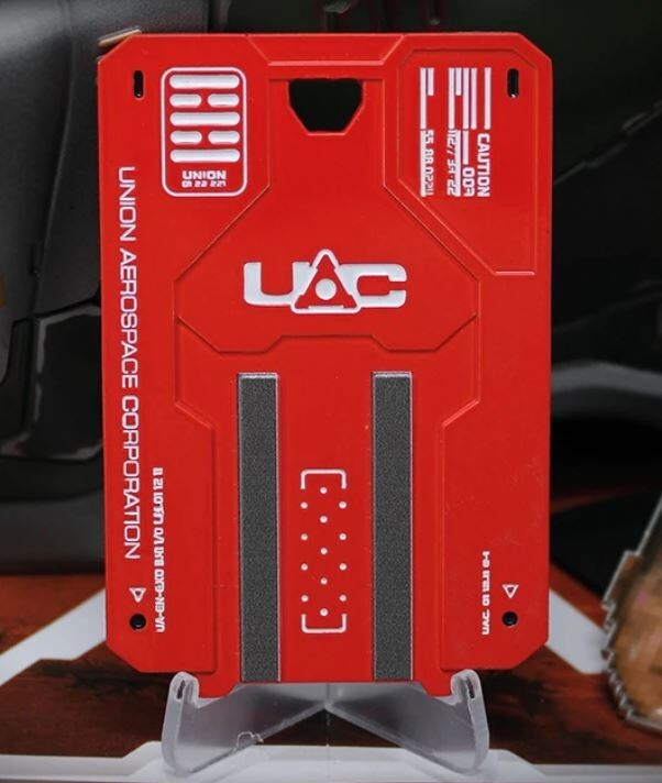 Doom Eternal Red UAC Metal Key Card Access Card Figure Statue + Stand ...
