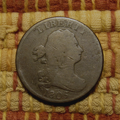 1805 DRAPED BUST HALF CENT ~ BETTER YEAR, FULLY READABLE, NO CORROSION ...