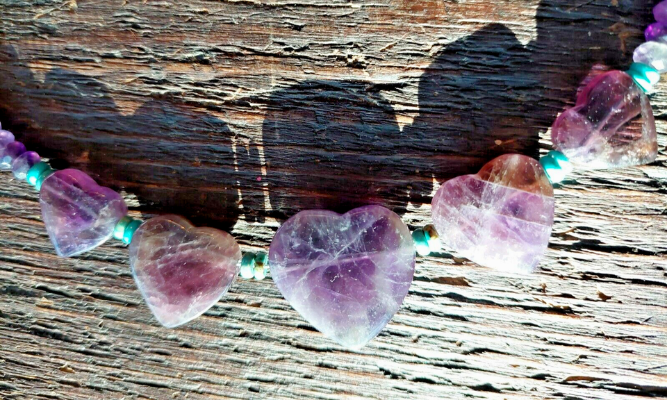 Jay King faceted Amethyst & Turquoise Heart Necklace 925 silver ext 21 ...