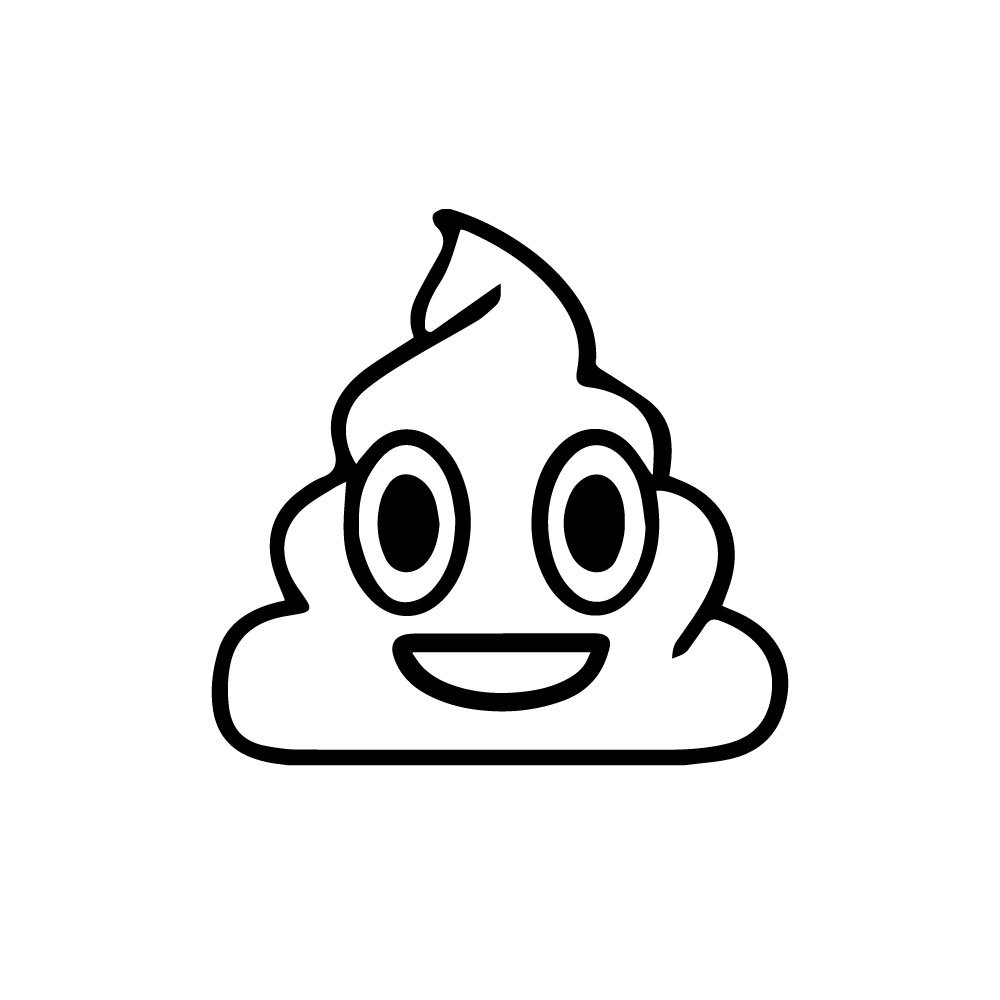 Poop Emoji Black And White Poop Head Emoji Vinyl Decal Sticker