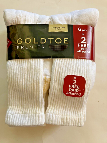 8 PAIR WHITE GOLD TOE PREMIER COTTON CREW SOCKS NEW 786888403705| eBay