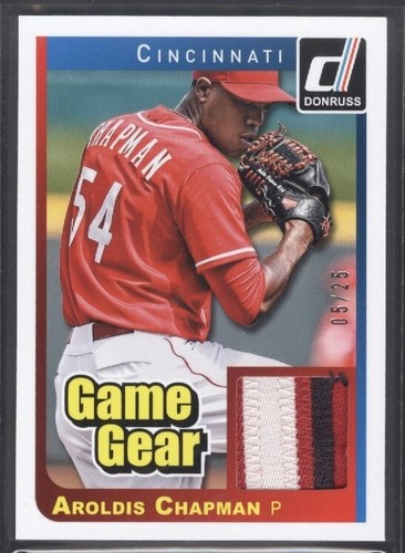 2014 Donruss Aroldis Chapman /25 Game Used Jersey Patch Gear Card #38 ...