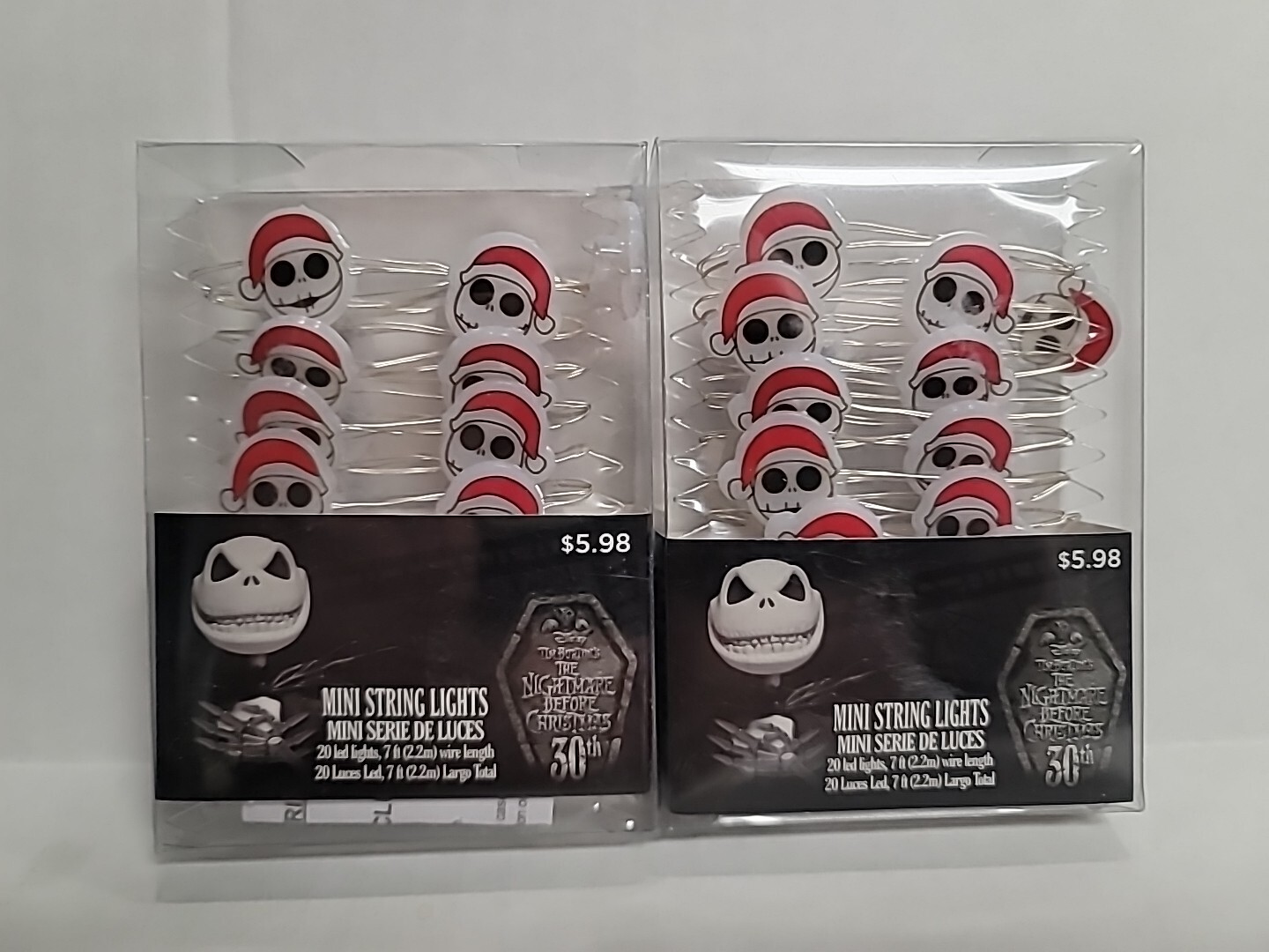 2 Jack Skellington Nightmare Before Christmas Mini String 20 LED Lights ...