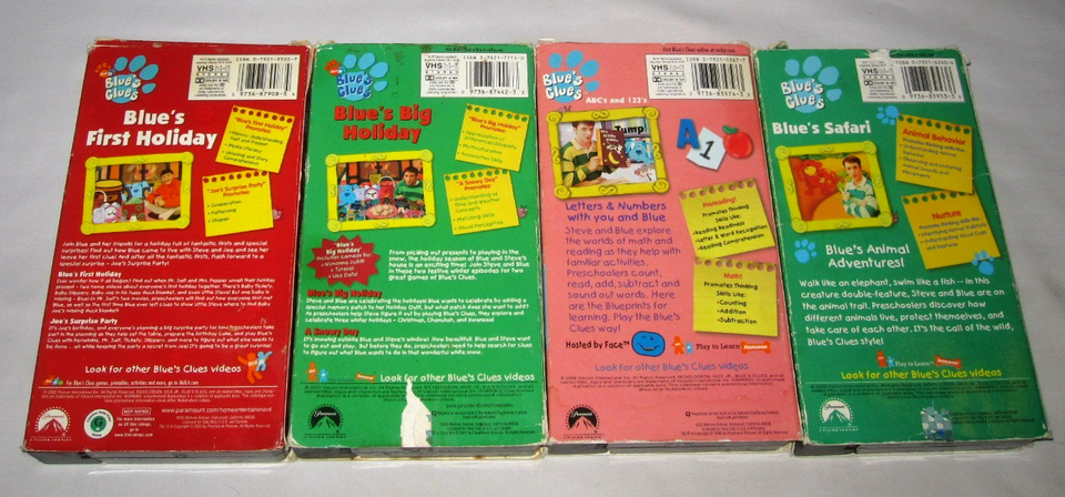 Blue's Clues VHS Lot of 4: First Holiday ABCs & 123s Safari Nickelodeon ...