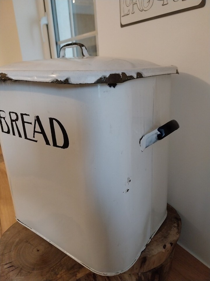 English Enamel Bread Bin, White In Colour, Bread Storage, Kitchen | eBay UK