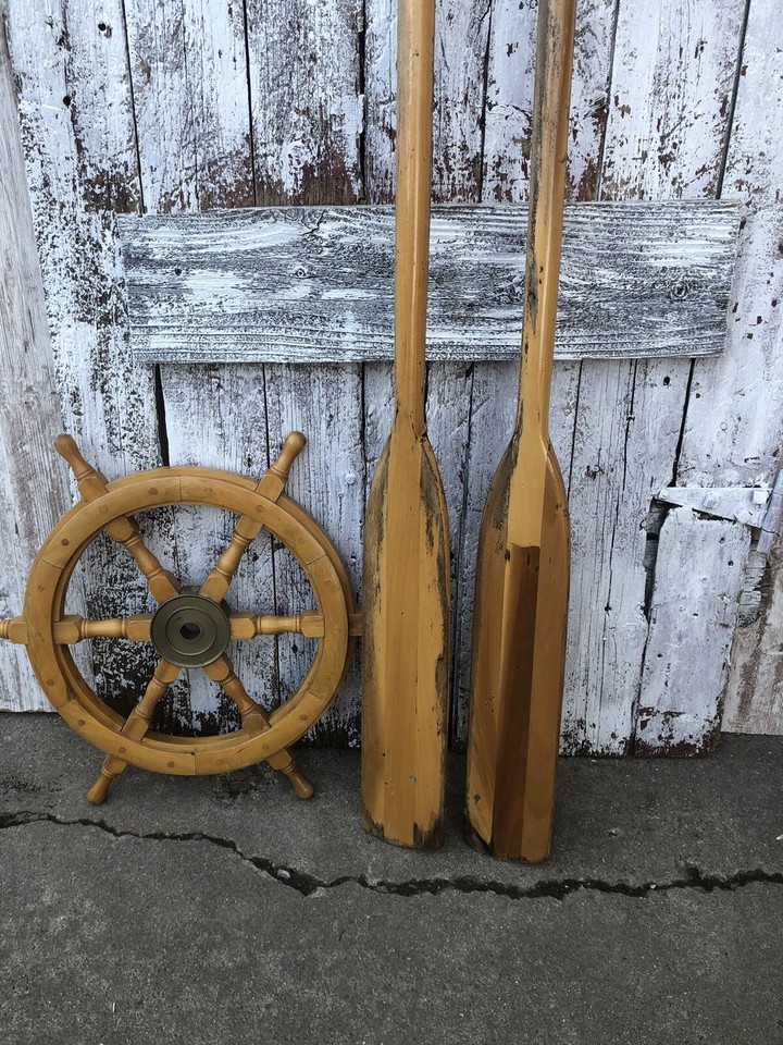 2 Feather Brand Boat Oars 76" Nautical Lake Boat Oar Wooden Vintage ...