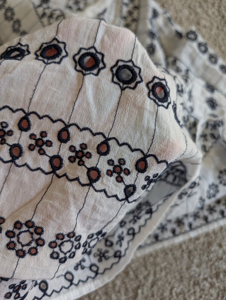 Loft blouse coastal eyelet split neck white peplum top beach womens ...