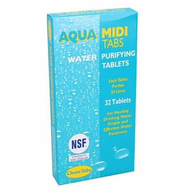 Aqua Midi Tabs - 32 Water Purifying Tablets Rapid dissolving ...