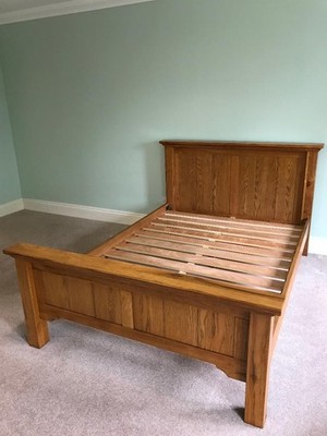 Solid Oak Double Bed Frame only - Farmhouse Rustic Oak - great ...