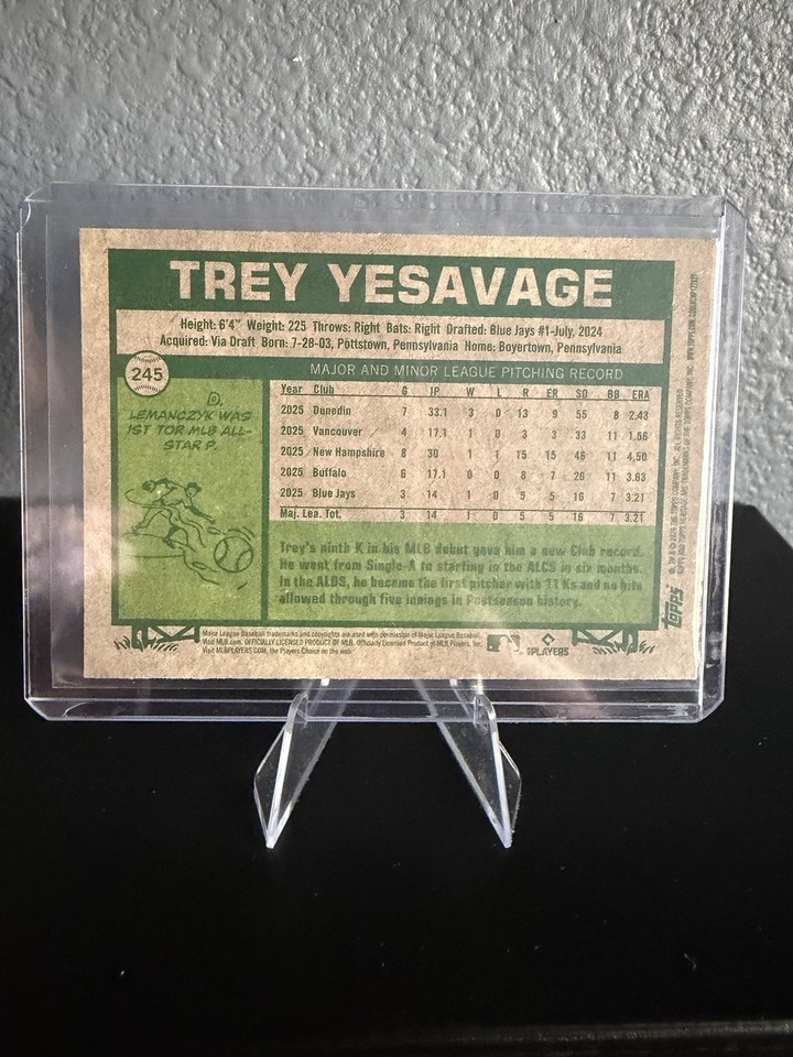 2026 Topps Heritage-Trey Yesavage Silver Sparkle Parallel RC-Toronto ...