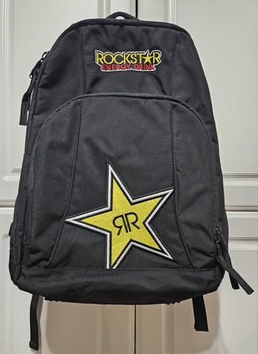 Rockstar Energy Drink Large Black Padded Backpack Carryon Travel Bag 20 ...