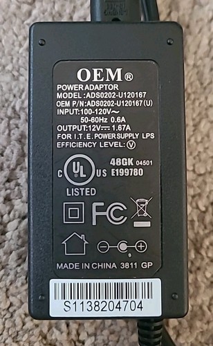 Genuine Cisco OEM ADS0202-U120167 AT&T U-Verse ISB7005 20W AC Adapter ...