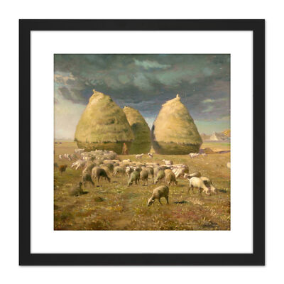 Millet Haystacks Autumn Landscape Painting Square Framed Wall Art 9X9 ...