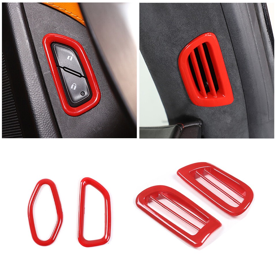 24PCS Red Full Interior Central Control Cover Kit Trim For Corvette C7 ...