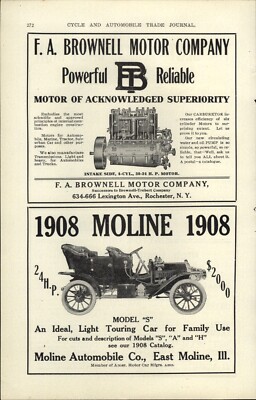 1908 PAPER AD CAR AUTO Moline Automobile Model S Touring IL | eBay