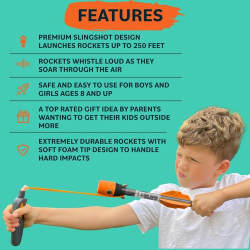 Toy Rocket Launcher for Kids: Outdoor Toys Slingshot Rockets Launchers ...