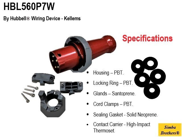 Hubbell HBL560P7W Pin and Sleeve Plug - Red for sale online | eBay