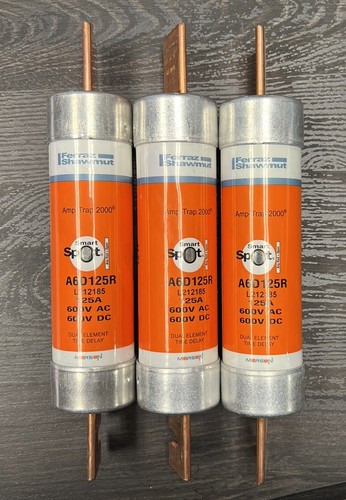 A6D125R Mersen 125 Amp 600V Duel Element Time Delay Fuse Amp-Trap 2000 ...